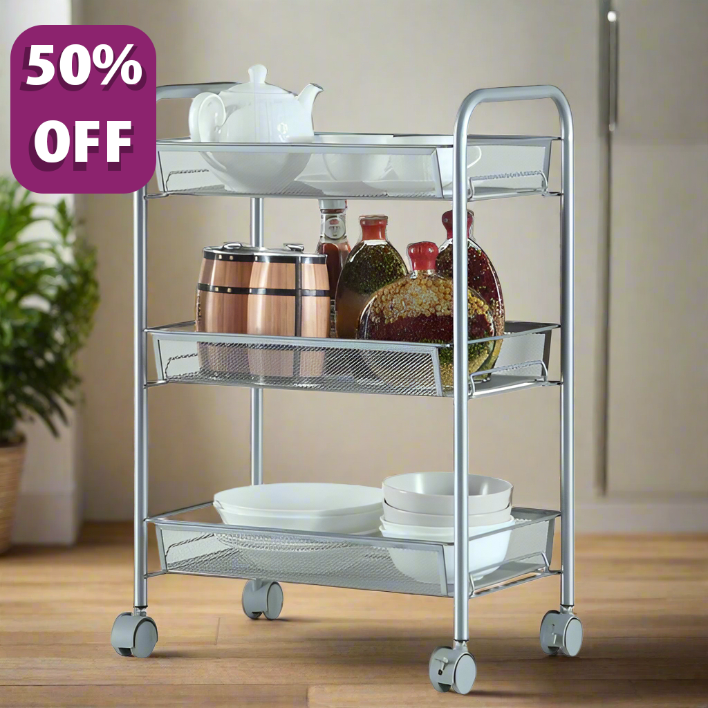 3 Tier Mesh rolling cart – JB Department Stores